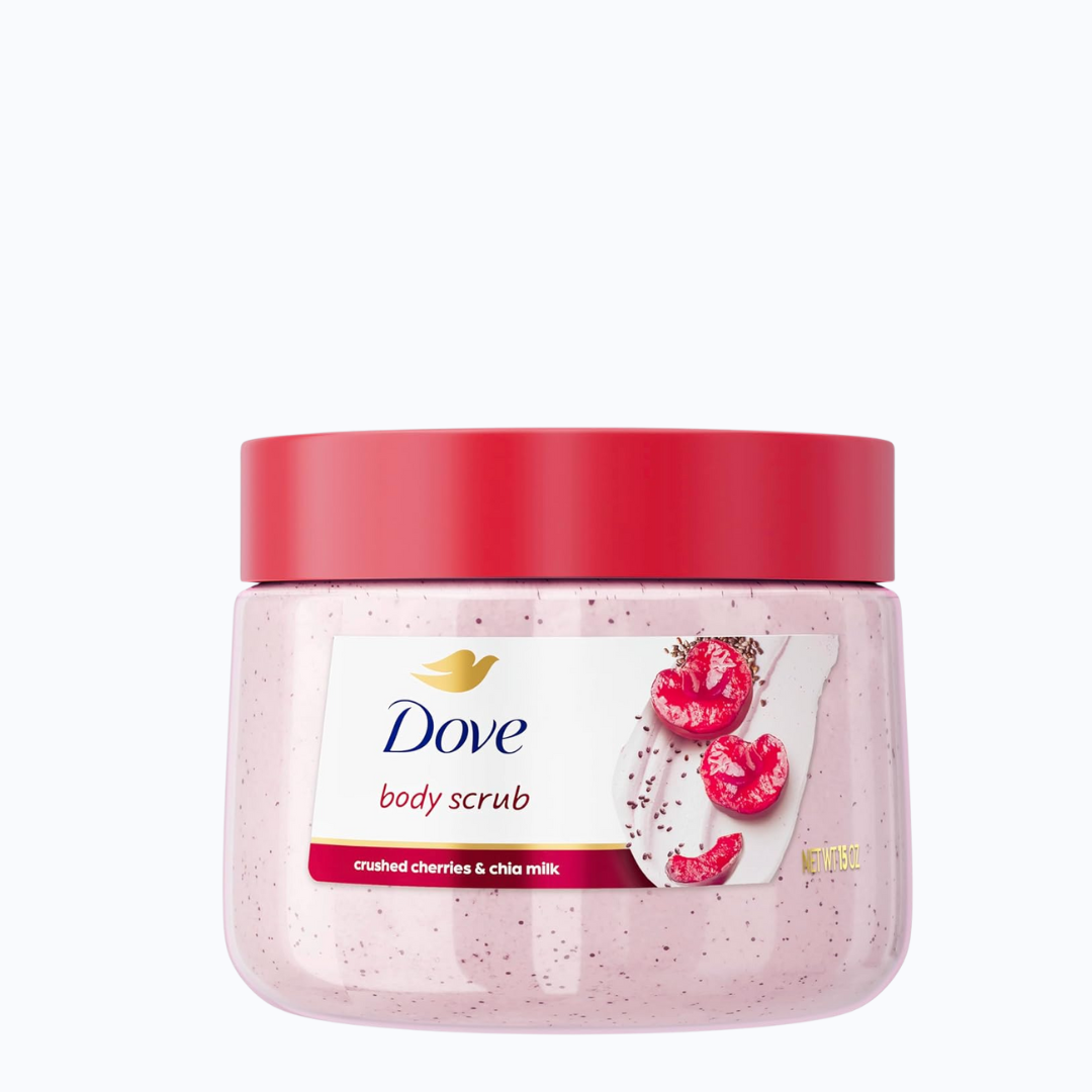 DOVE Gommage corporel exfoliant hydratant Cerises & Lait de Chia – Nubian Beauty