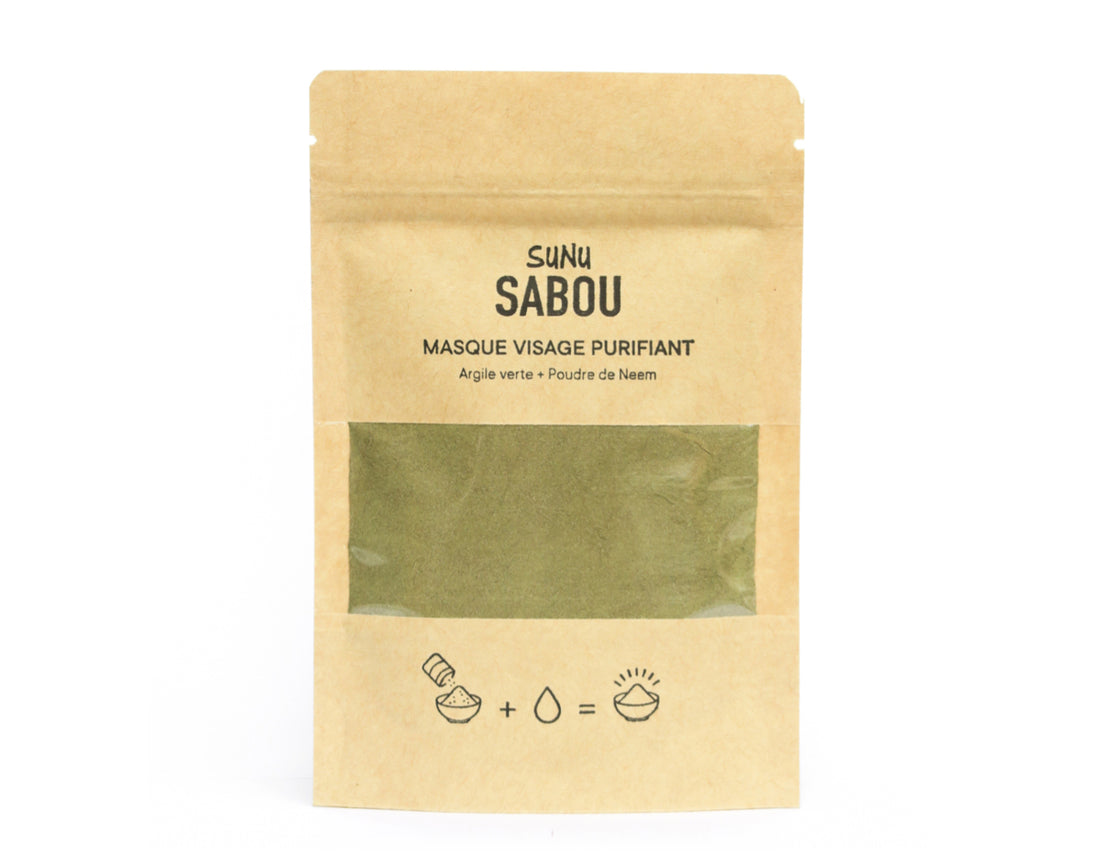 SUNU SABOU Masque visage purifiant Argile verte + Neem – Nubian Beauty