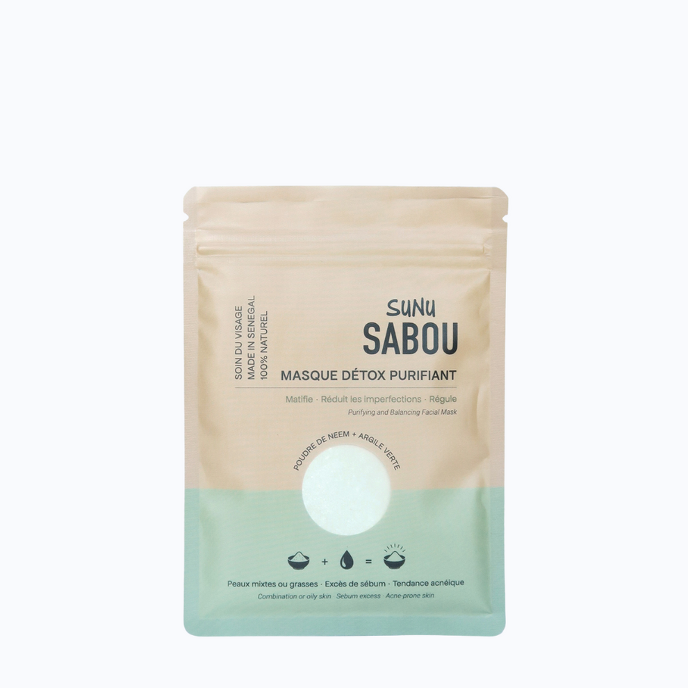 SUNU SABOU Masque visage purifiant Argile verte + Neem – Nubian Beauty